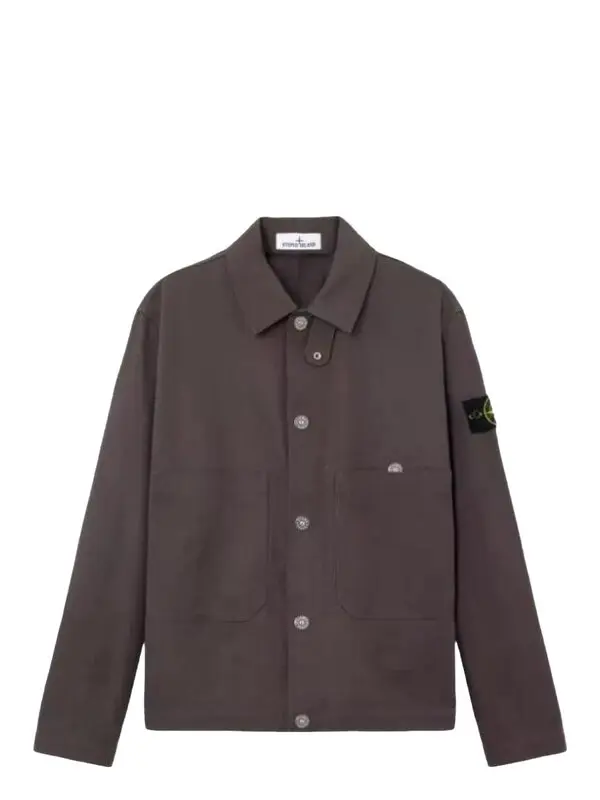 Stone Island Logo-patch Button-up Jacket - Grey