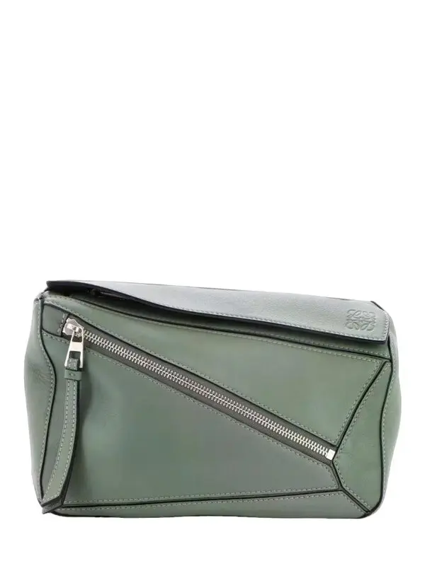 Loewe Puzzle Bumbag Leather Small Crossbody Bag - Green