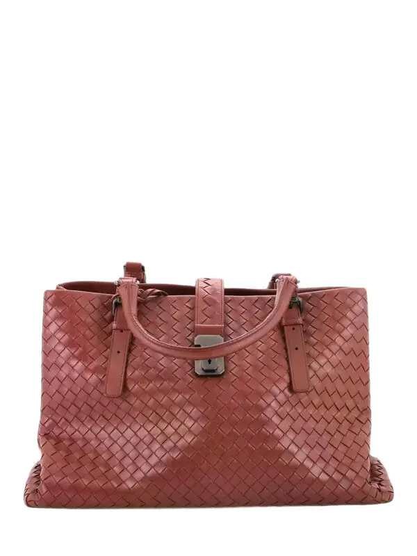 Bottega Veneta Roma Bag Intrecciato Nappa Medium Tote Bag - Red