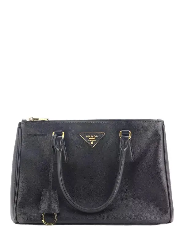 Prada Double Zip Lux Saffiano Leather Small Tote Bag - Black