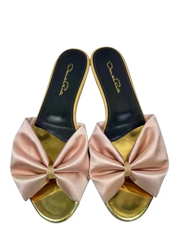 Oscar De La Renta Bow-accent Satin Sandals - Pink