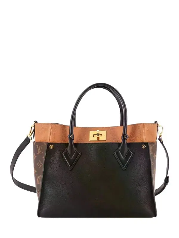 LOUIS VUITTON On My Side Leather With Monogram Canvas Mm Tote Bag - Black