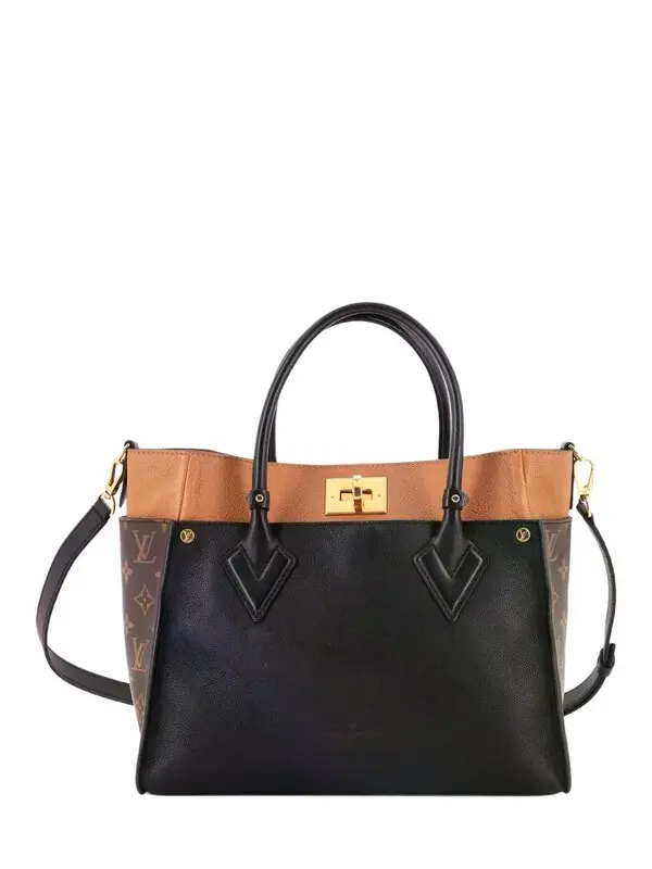 LOUIS VUITTON On My Side Tote Bag Leather With Monogram Canvas Mm - Black