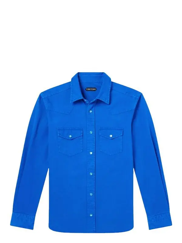 TOM FORD Garment-dyed Denim Shirt - Black