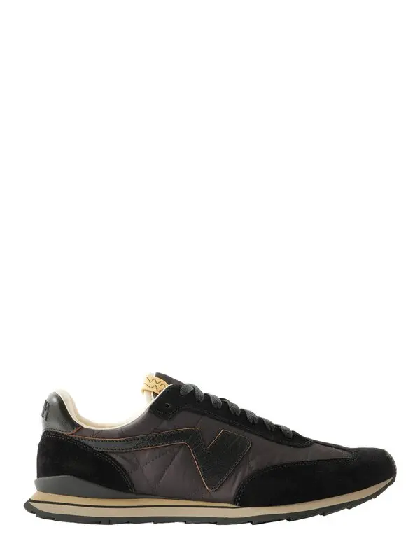 Visvim Fkt Runner Leather And Suede-trimmed Shell Sneakers - Black
