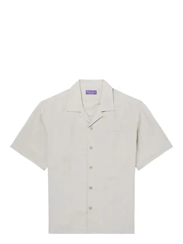 Ralph Lauren Purple Label Camp-collar Silk And Linen-blend Shirt - Gray