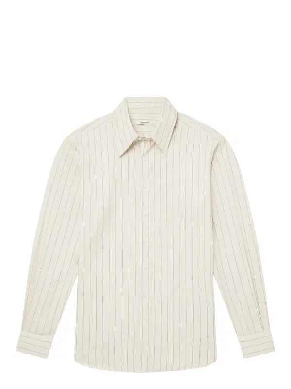 Husbands Striped Cotton And Lyocell-blend Poplin Shirt - Neutrals