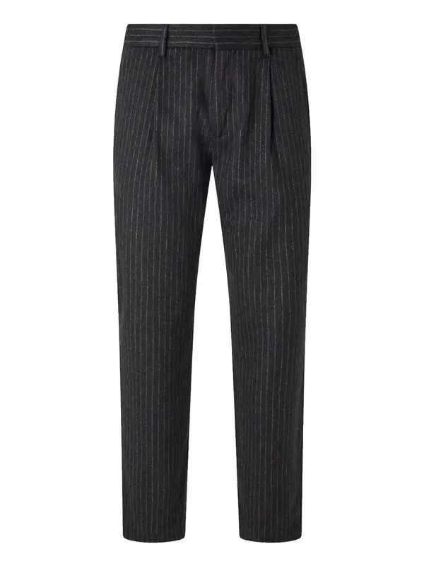 Barena Venezia Straight-leg Pleated Pinstriped Wool-blend Trousers - Gray