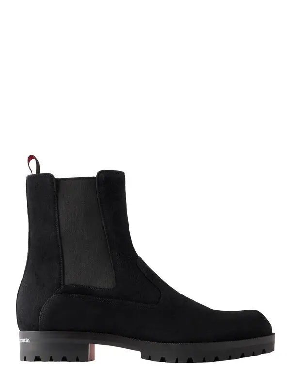 CHRISTIAN LOUBOUTIN Carvenos Suede Chelsea Boots - Black