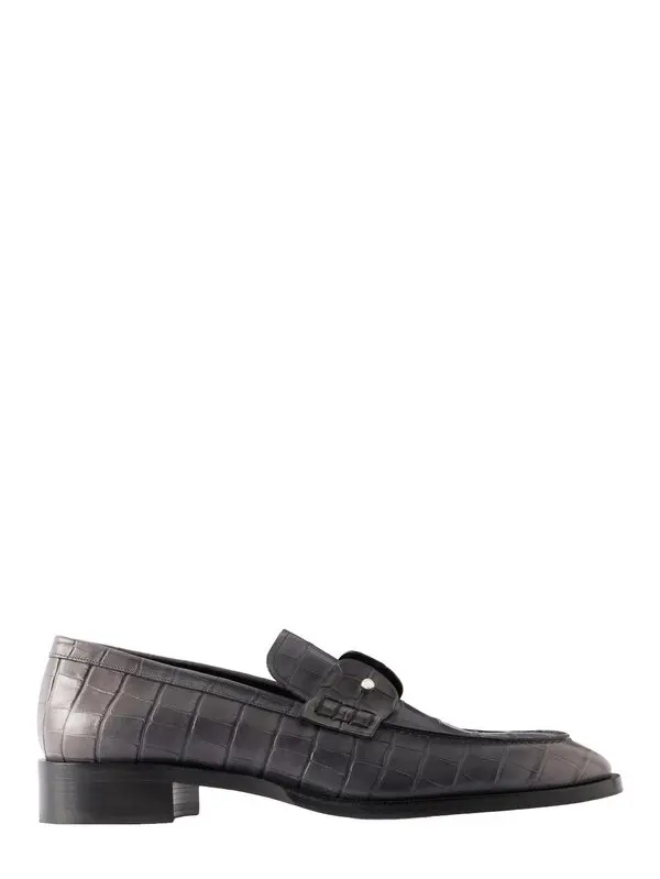 CHRISTIAN LOUBOUTIN Chambelimoc Croc-effect Leather Loafers - Black