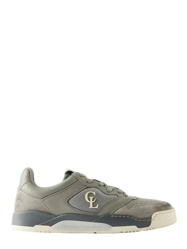 CHRISTIAN LOUBOUTIN Bsktball 1 Suede And Mesh-trimmed Leather Sneakers - Gray