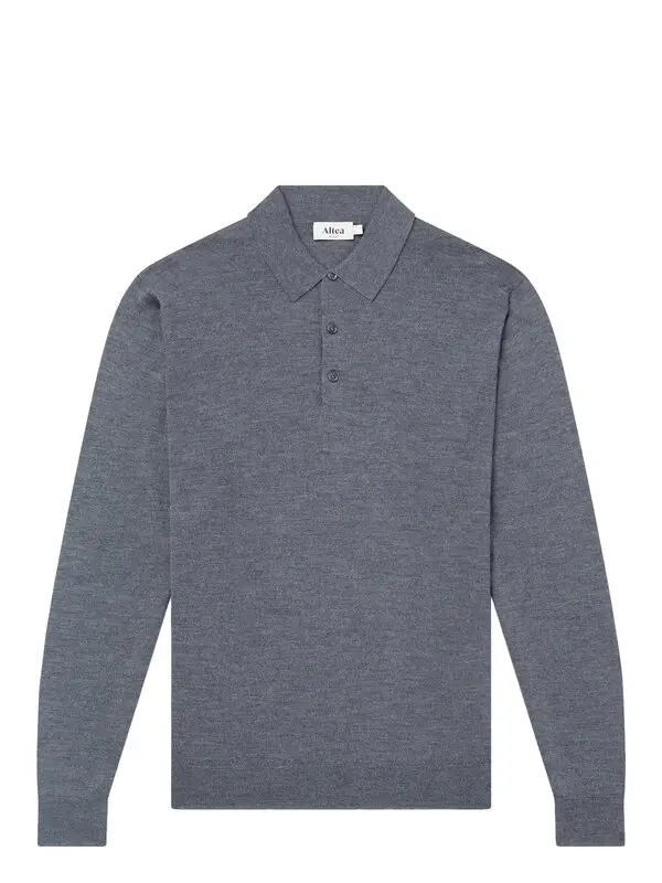 Altea Wool, Silk And Cashmere-blend Polo Sweater - Gray