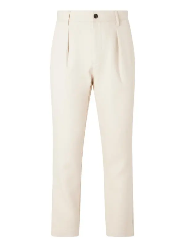 Mr P. Tapered Pleated Cotton And Cashmere-blend Trousers - Neutrals