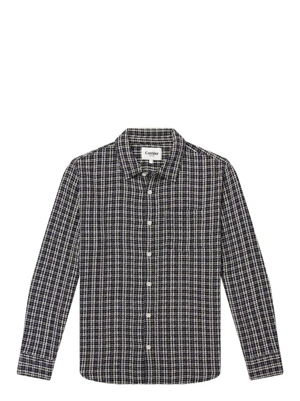 CORRIDOR Reverse Checked Cotton-tweed Shirt - Blue