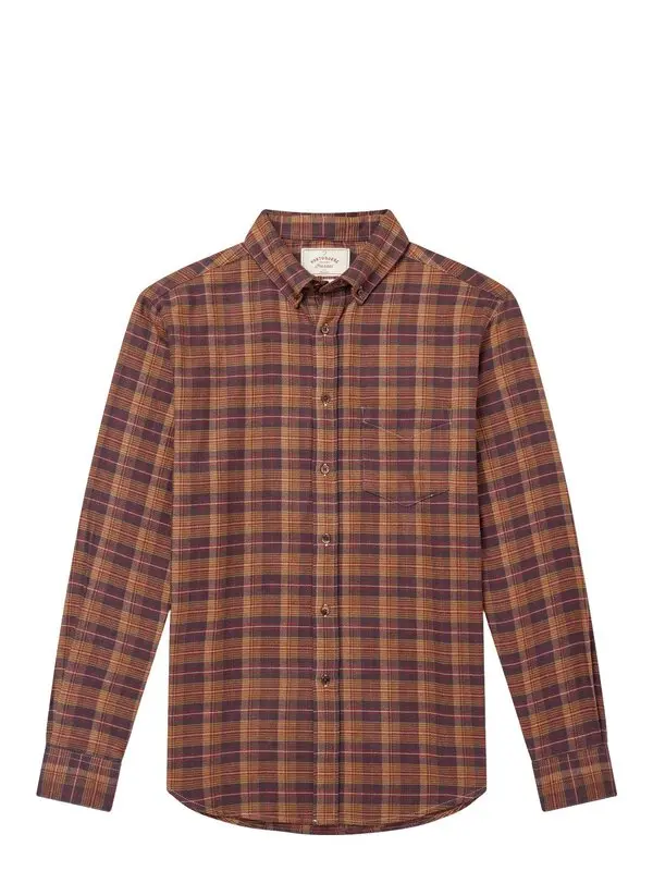 Portuguese Flannel Trigo Checked Brushed Cotton-twill Shirt - Brown