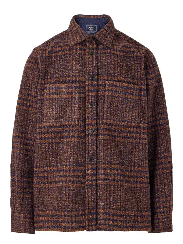 Portuguese Flannel Polaris Checked Tweed Overshirt - Brown