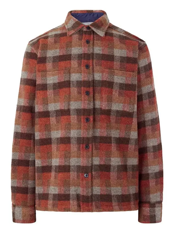 Portuguese Flannel Agripa Checked Wool-flannel Overshirt - Orange