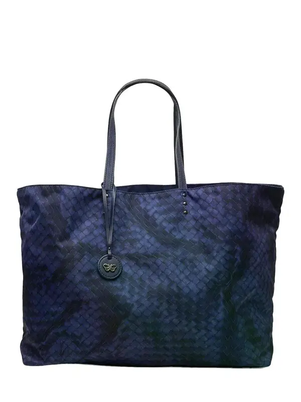 Bottega Veneta 2012-2026 Nylon Intrecciolusion Tote Bag - Blue