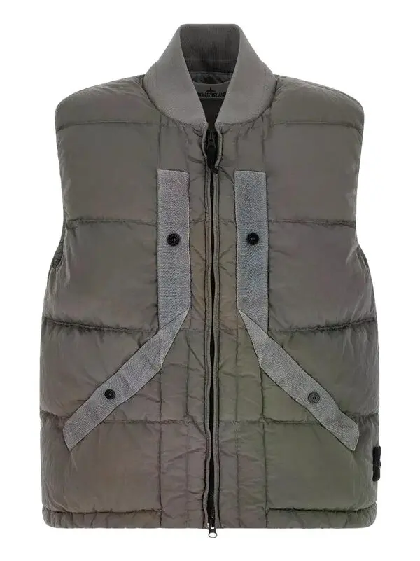 Stone Island Quilted Crinkled-effect Gilet - Grey