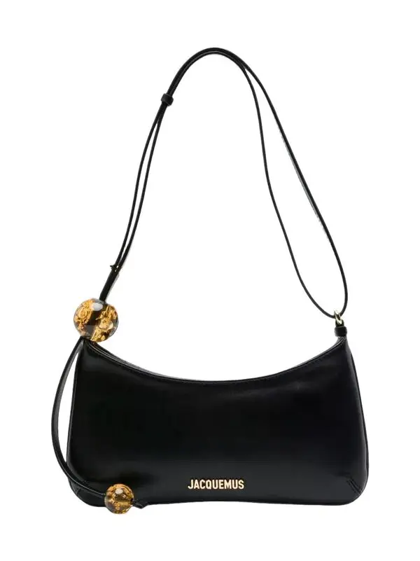 Jacquemus Pearl-embellished Leather Shoulder Bag - Black