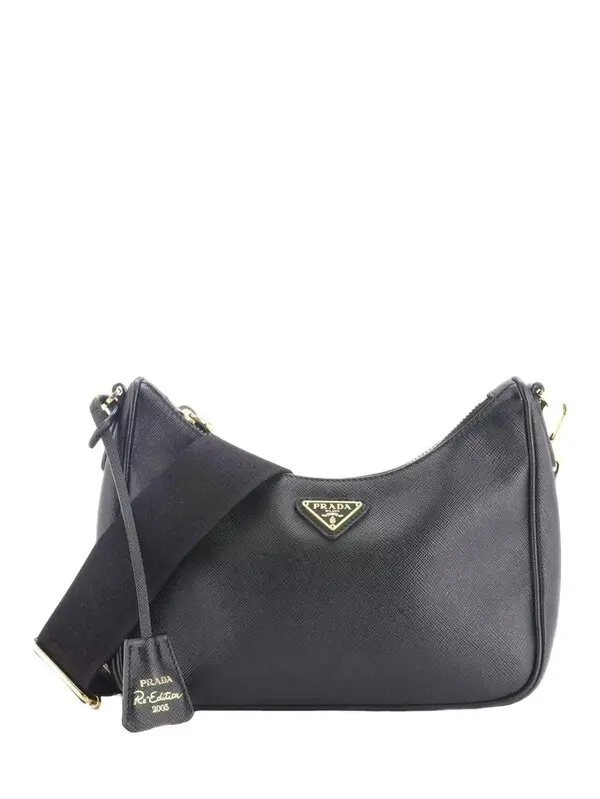 Prada Re-edition 2005 Shoulder Bag Saffiano Leather Small Crossbody Bag - Black