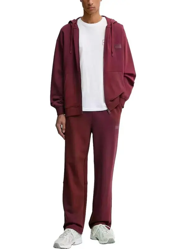 Hugo Logo-patch Zip-up Hoodie - Red