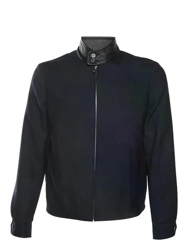 Sandro Leather-collar Zip-up Jacket - Black