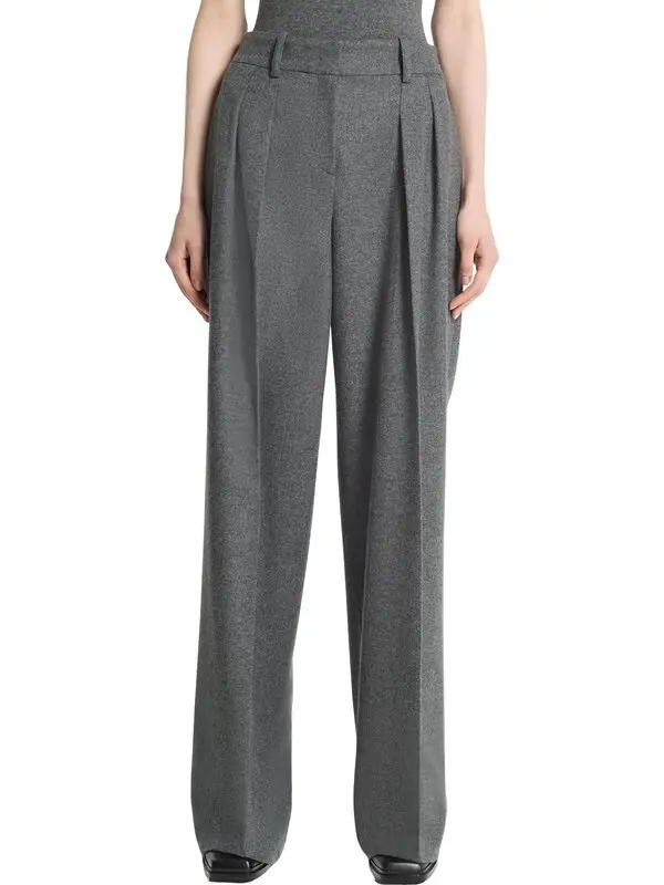 Michael Kors Pleated Wool Flannel Slouch Trousers In Size By - Grey