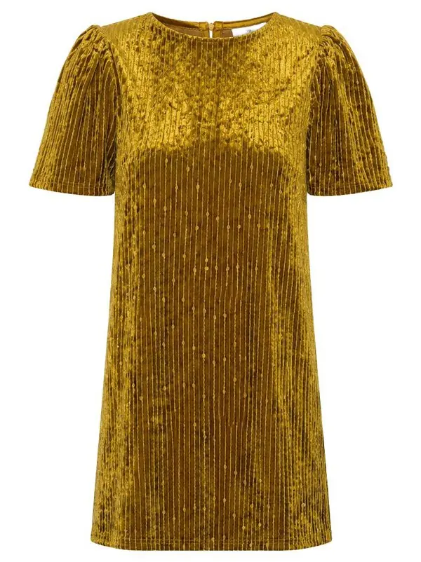 GIRL IN MIND Brinley Textured Short Sleeve Mini Dress Olive - Green
