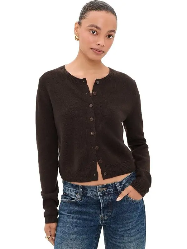 REFORMATION Clara Cashmere Crew Cardigan - Mole