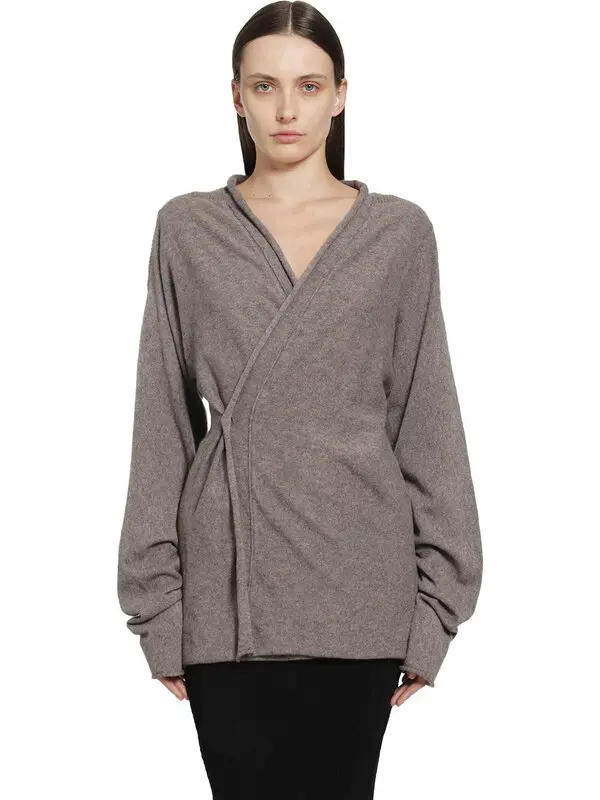 YEHUAFAN Cashmere Wrap Top - Grey