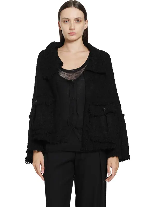 YEHUAFAN Cahmere Knit Jacket - Black