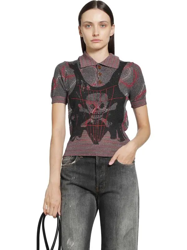 VIVIENNE WESTWOOD Trompe L'oeil Knit Polo Shirt - Grey