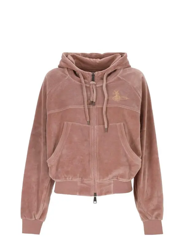 VIVIENNE WESTWOOD Zip Up Drawstring Hoodie - Brown