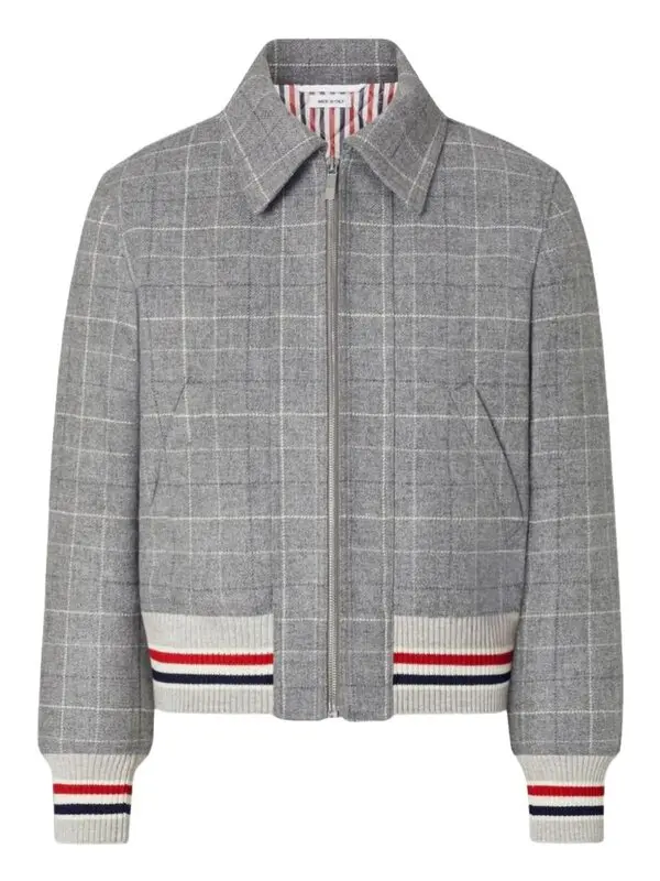 Thom Browne Windowpane Houndstooth Tweed Jacket - Medium Gray
