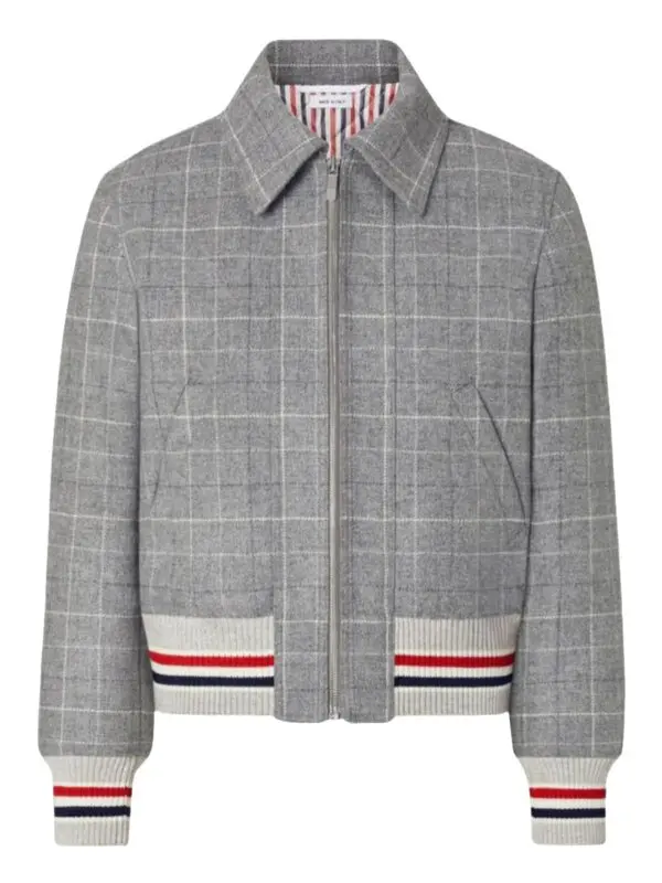 Thom Browne Windowpane Houndstooth Tweed Jacket - Medium Gray