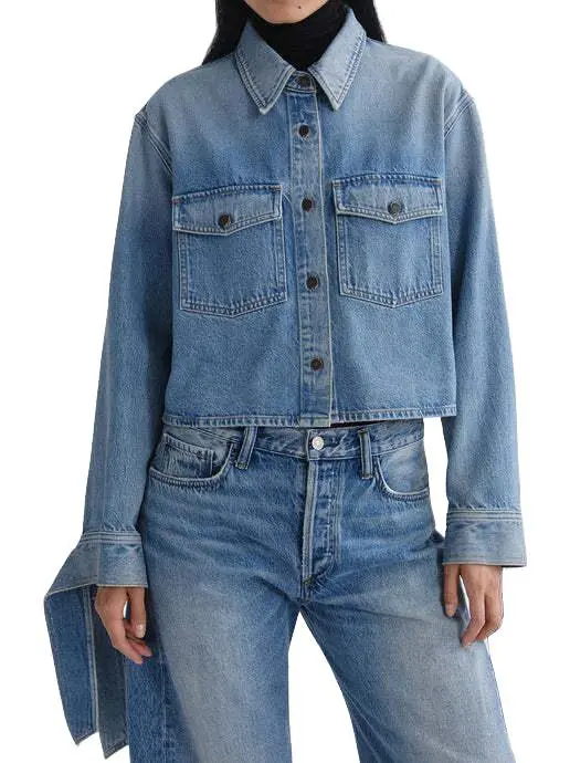 AGOLDE Cropped Denim Shirt Jacket - Medium Indigo