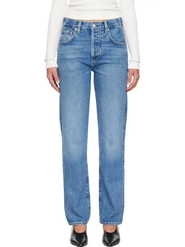 Citizens Of Humanity Mid Rise Straight Leg Jeans - Blue