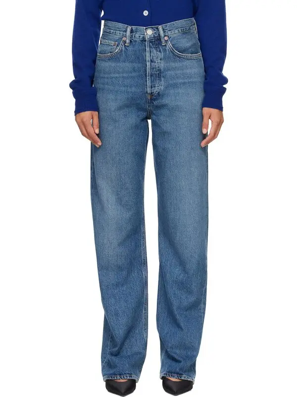 AGOLDE High Waisted Wide Leg Jeans - Blue