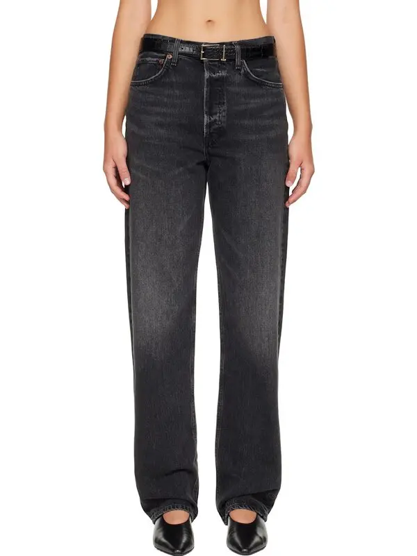 AGOLDE High Waisted Straight Leg Jeans - Black