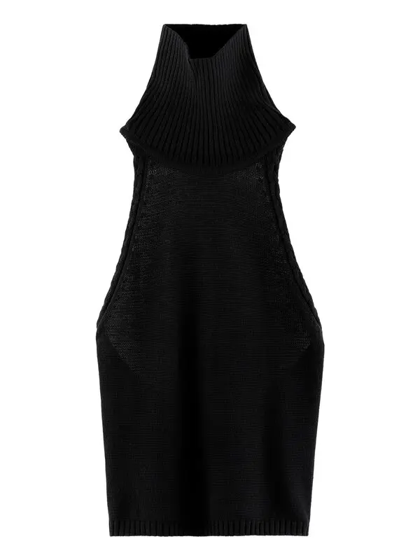 Arakii Knitted Cotton Halter Top - Black