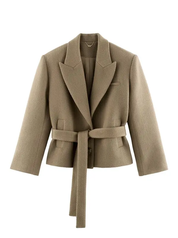 Arakii Boxy Belt Wool-blend Jacket - Brown