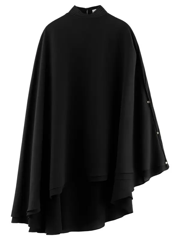Arakii Poncho Turtleneck Mini Dress - Black