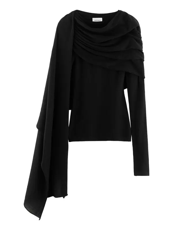 Arakii Haze Knitted Wool-cashmere Long-sleeve Top - Black