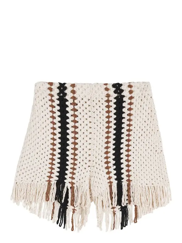 BY MALENE BIRGER Tamara Cotton Crochet Knit Shorts - Stripe
