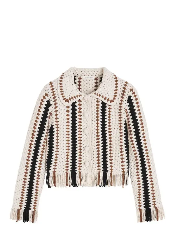 BY MALENE BIRGER Natalia Cotton Crochet Knit Top - Stripe