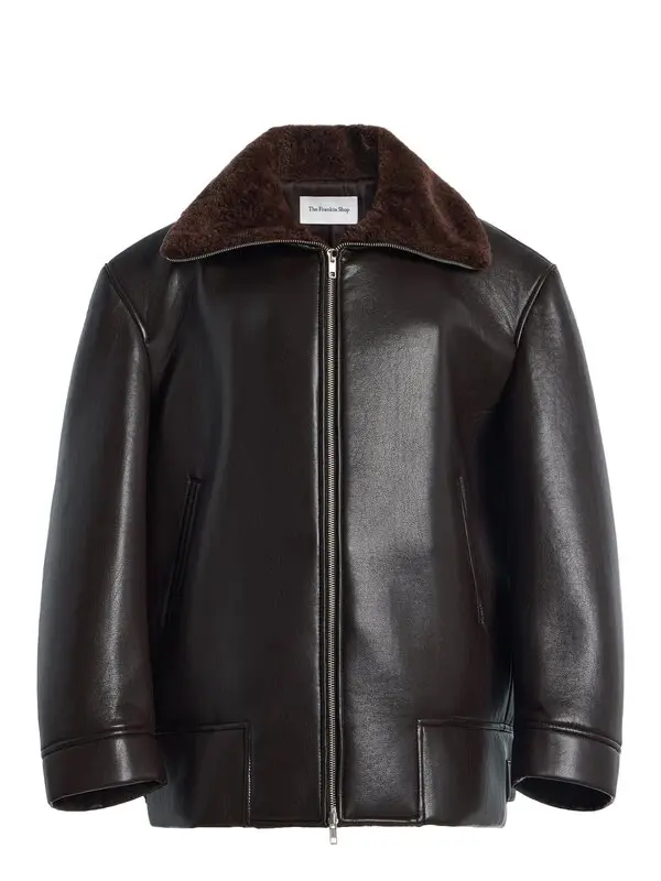 THE FRANKIE SHOP Aspen Faux Leather Jacket - Brown