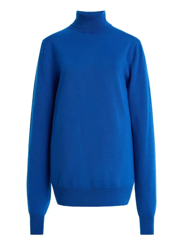 THE FRANKIE SHOP Eve Thin Wool Turtleneck Sweater - Blue