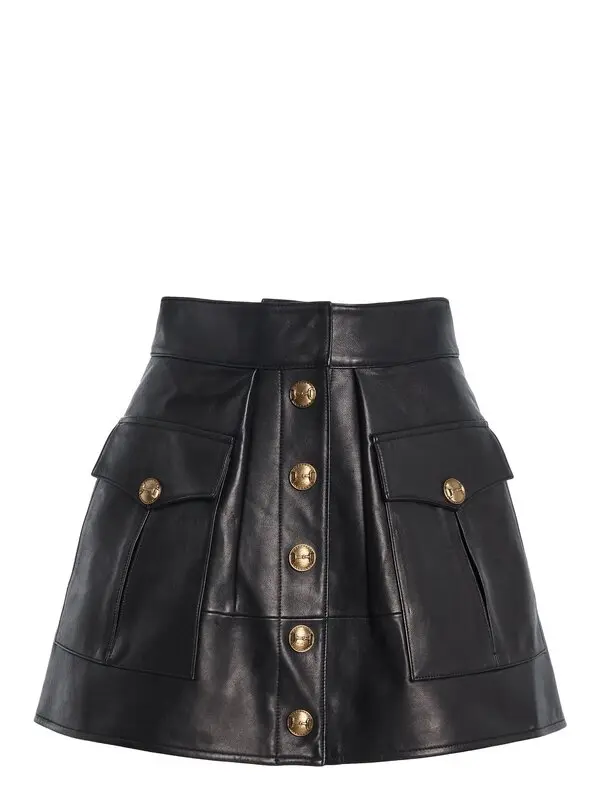 Cara Cara Fatima Lamb Leather Mini Skirt - Black