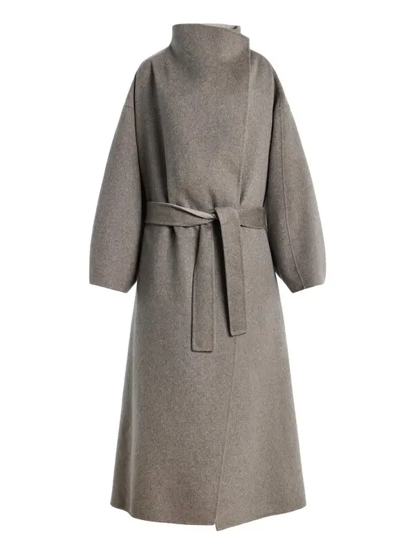 THE FRANKIE SHOP Leroy Reversible Funnel-neck Wool-blend Coat - Neutral